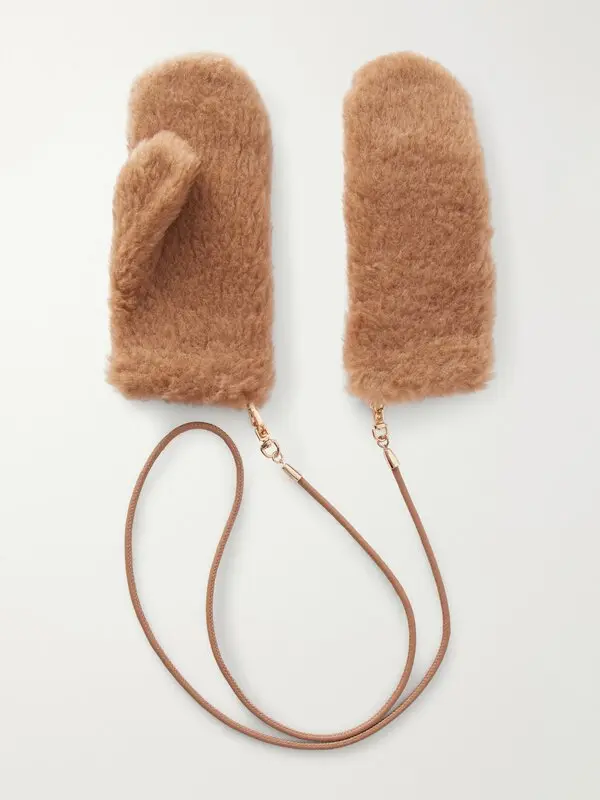 Max Mara Ombra T2 Hair And Silk Blend Mittens - Brown