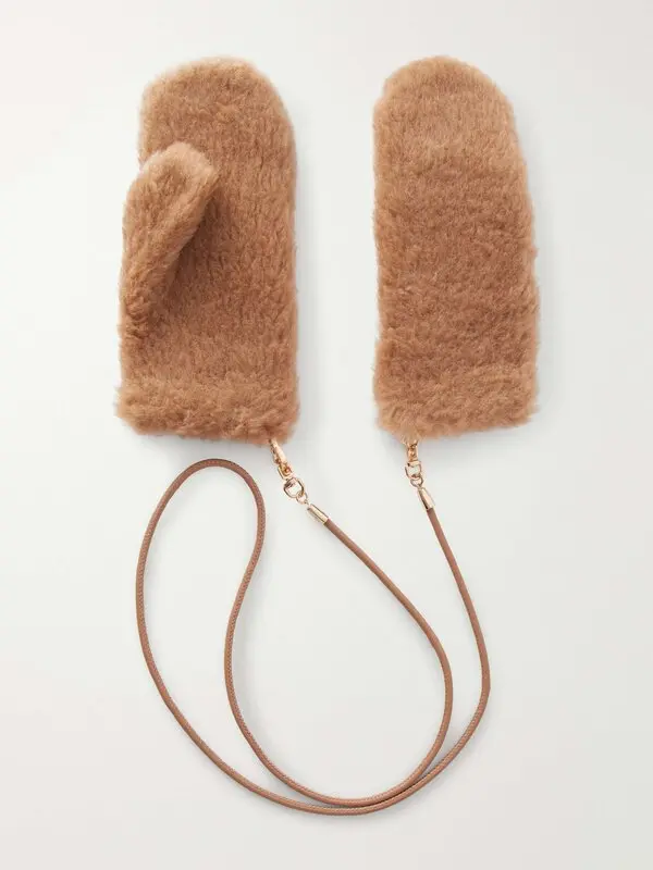 Max Mara Ombrat2 Wool And Silk-blend Gloves