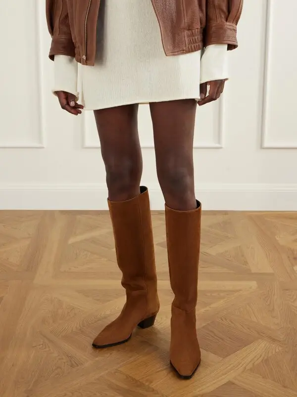 AeydĒ Medea Suede Knee High Boots - Brown