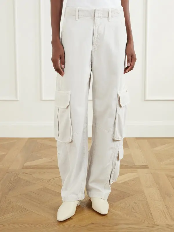 AGOLDE Ambika Utility Cotton-blend Wide-leg Jeans - Neutrals