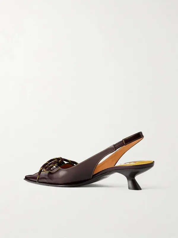 Marni Lace-up Leather Slingback Pumps