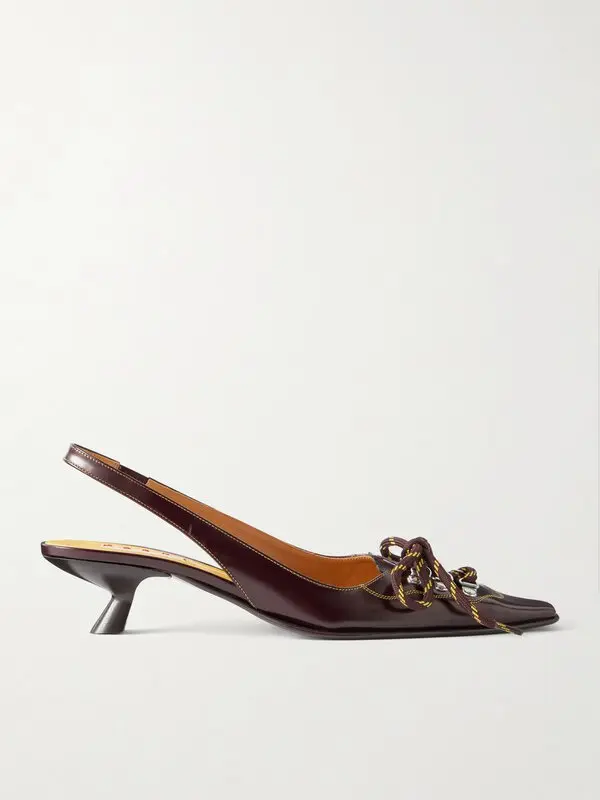 Marni Leather Slingback Pumps - Brown