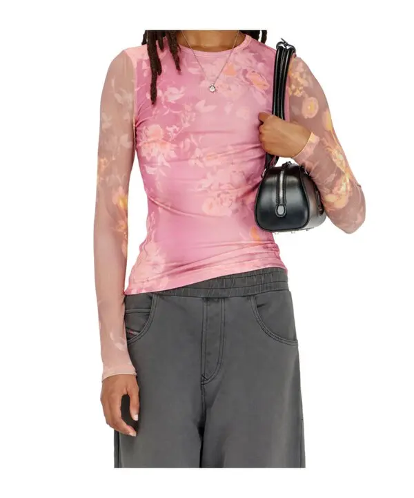 DIESEL® Top In Floral-print Ribbed Jersey