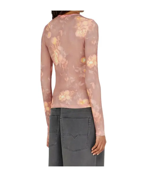 DIESEL® Top In Floral-print Ribbed Jersey
