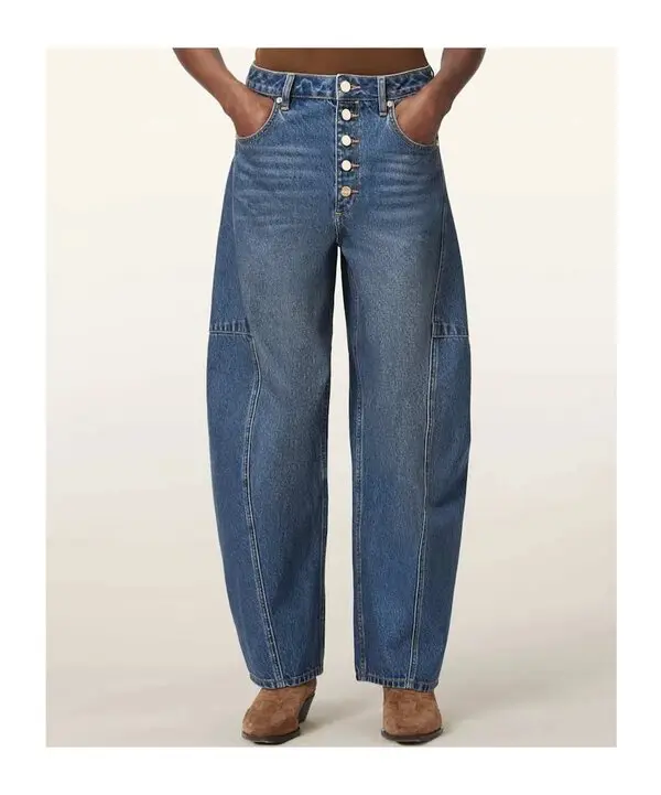 ALLSAINTS Exposed Button Barrel Leg Jeans - Indigo