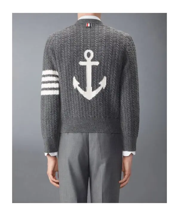 Thom Browne Merino Wool 4-bar Intarsia Anchor Cardigan