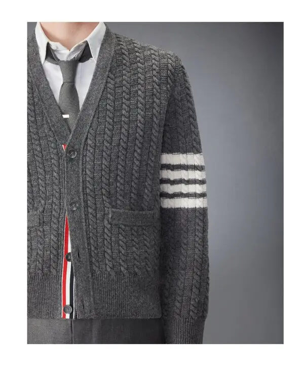 Thom Browne Merino Wool 4-bar Intarsia Anchor Cardigan
