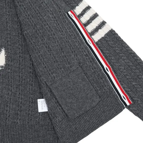 Thom Browne Merino Wool 4-bar Anchor Intarsia Cardigan