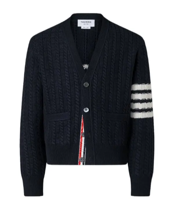 Thom Browne Merino Wool 4-bar Intarsia Anchor Cardigan