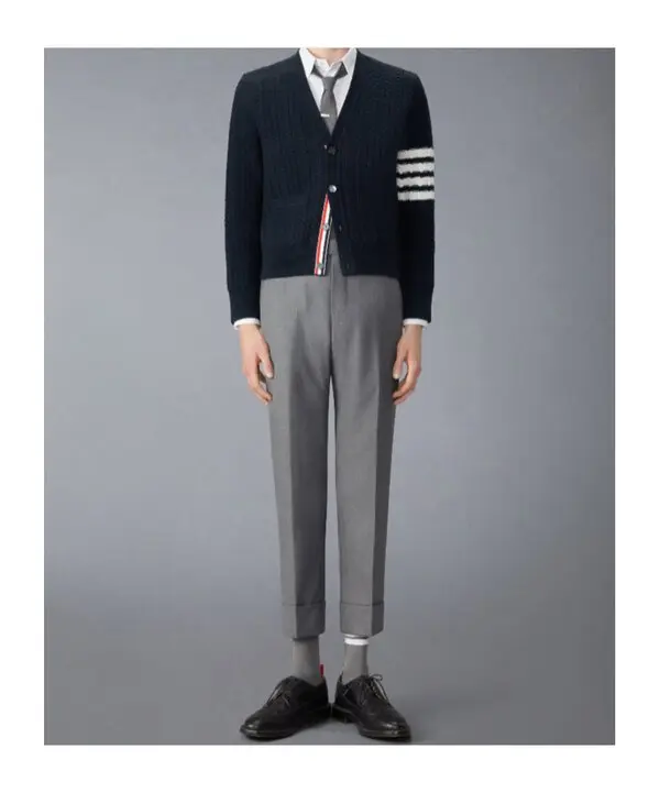 Thom Browne Merino Wool 4-bar Intarsia Anchor Cardigan
