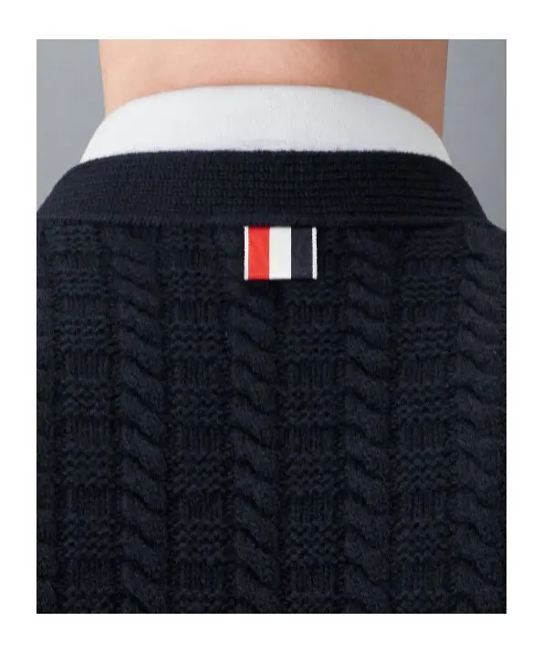 Thom Browne Merino Wool 4-bar Intarsia Anchor Cardigan