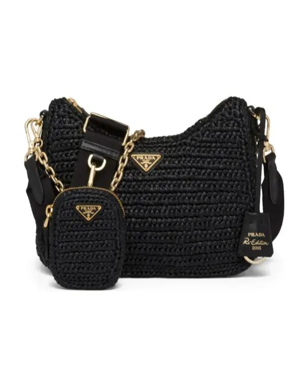 Prada Logo Shoulder Bag - Black