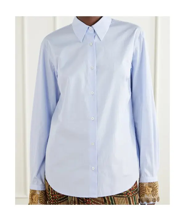 Dries Van Noten Embroidered Cuff Long-sleeve Shirt - Light Blue