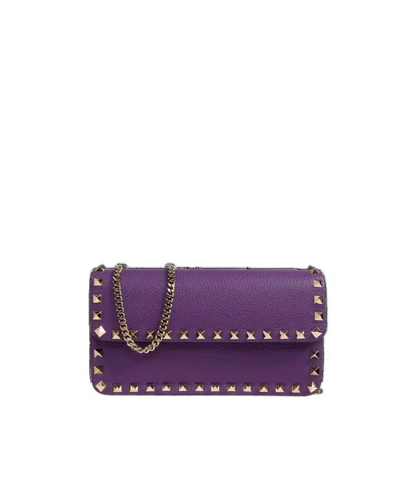 Valentino Garavani Rockstud Chain Wallet - Purple