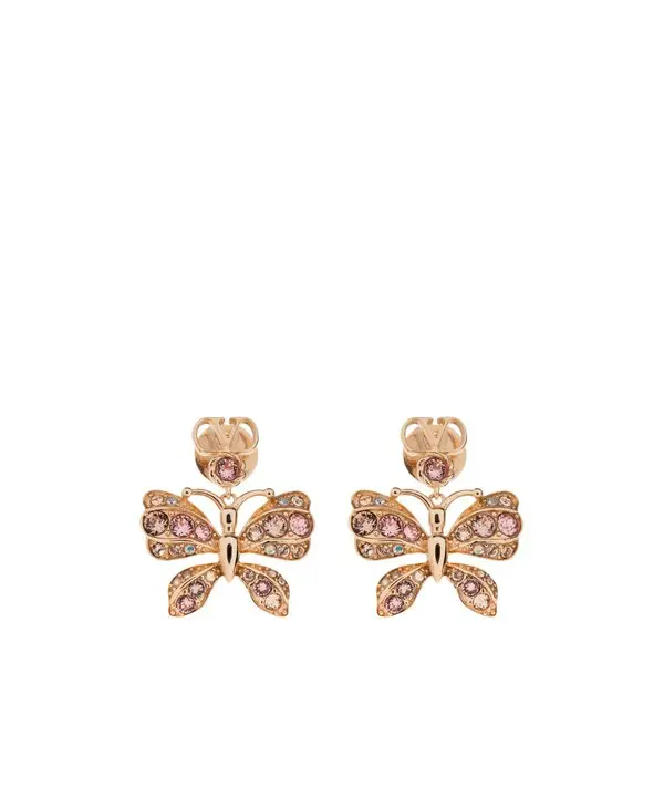 Valentino Garavani Butterfly Drop Earrings With Swarovski Crystals - Gold