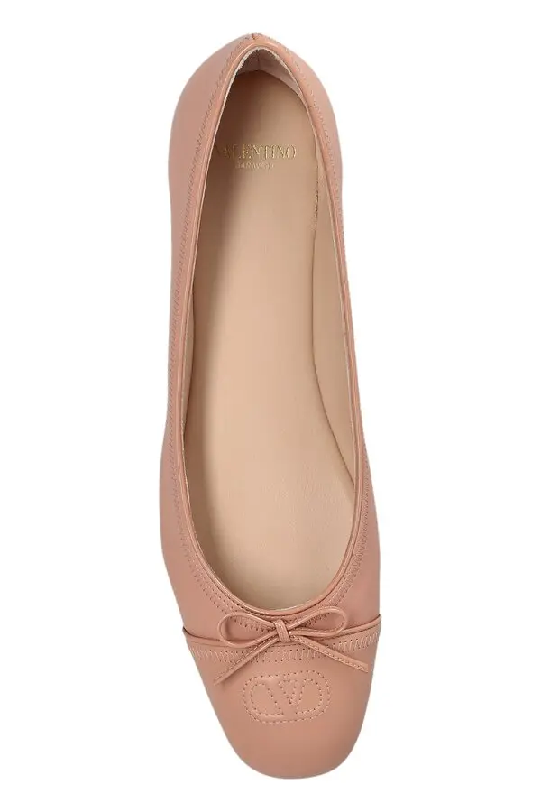 Valentino Garavani Ballerinas Vlogo Signature In Nappa Leather - Pink