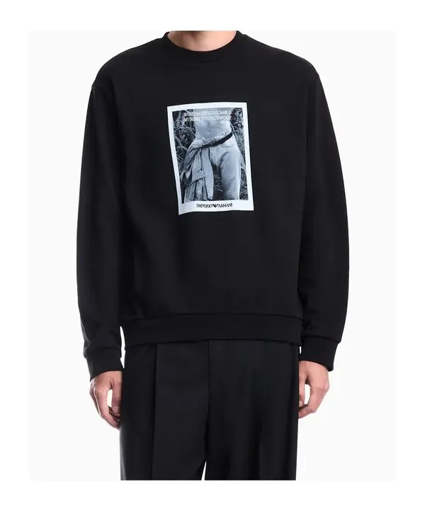 Emporio Armani Photographic Print Cotton Jersey Sweatshirt