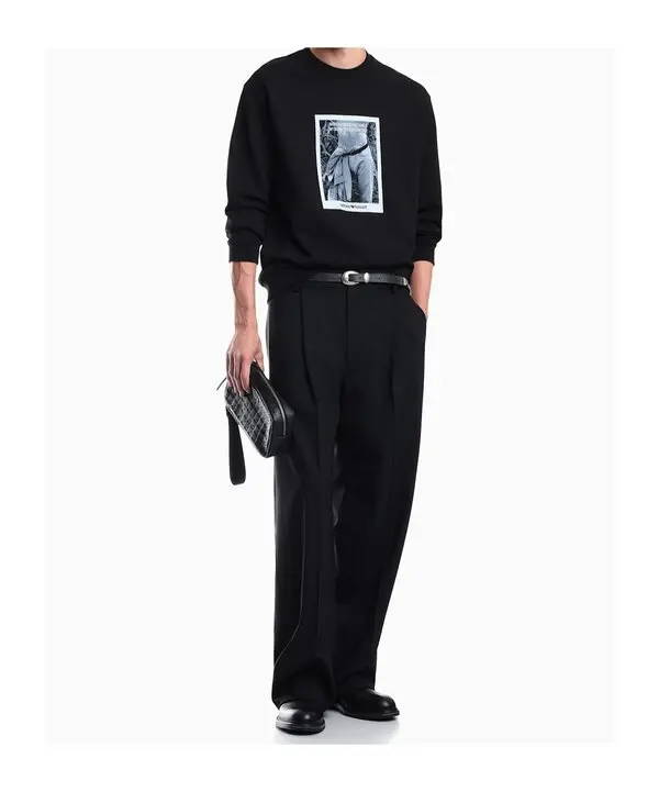 Emporio Armani Photographic Print Cotton Jersey Sweatshirt