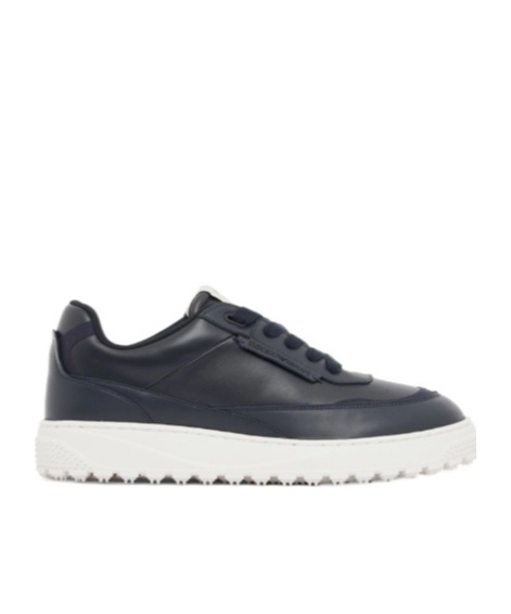 Emporio Armani Smooth Leather Lace-up Sneakers With Textured Rubber Sole