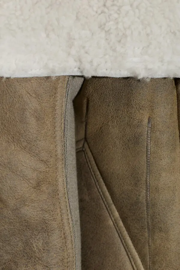 Rick Owens Asymmetric Shearling-detailed Jacket