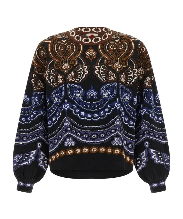 Farm Rio Jacquard Balloon Sleeve Sweater - Multicolor