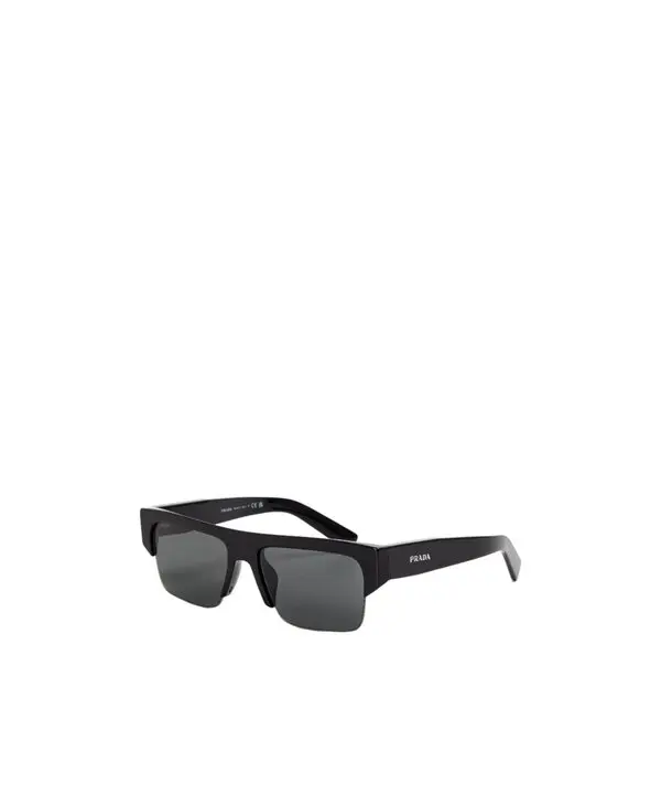 Prada Semirimless Square Sunglasses - Black