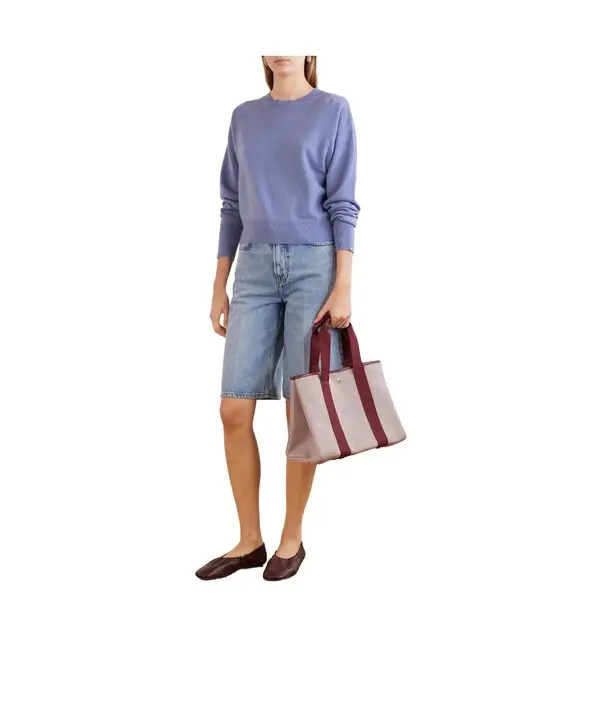 Rue De Verneuil Leather-trimmed Cotton Oxford Tote