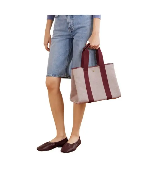 Rue De Verneuil Leather-trimmed Cotton Oxford Tote