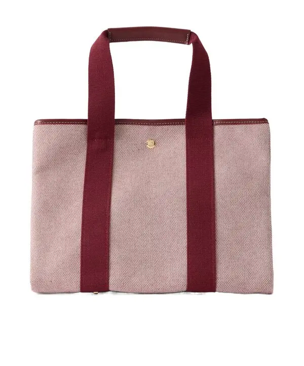 Rue De Verneuil Leather-trimmed Cotton Oxford Tote - Nude