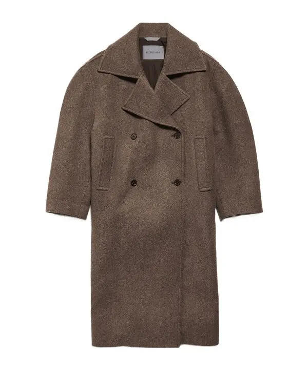 Balenciaga Long Cocoon Coat - Dark Brown