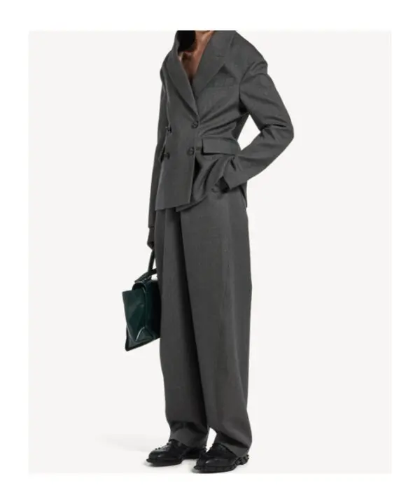 Balenciaga High Waist Barrel Pants In Dark Grey