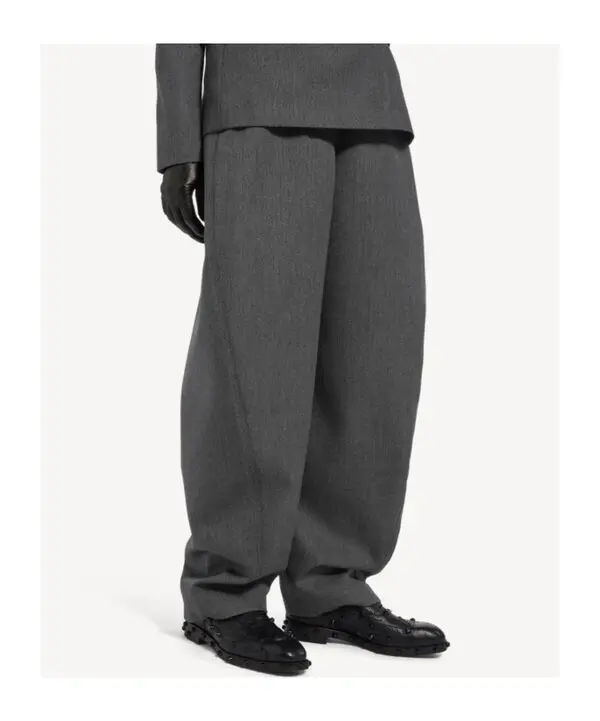 Balenciaga High Waist Barrel Pants In Dark Grey