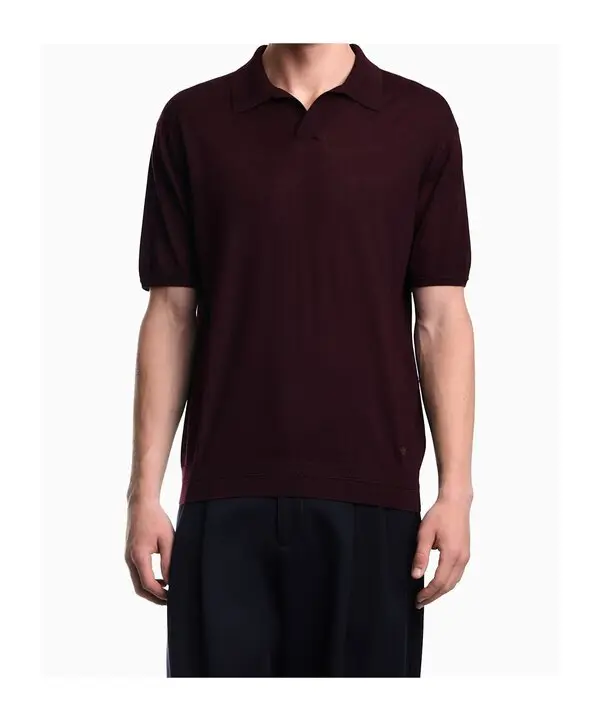 Emporio Armani Virgin Wool And Silk Polo Neck Sweater