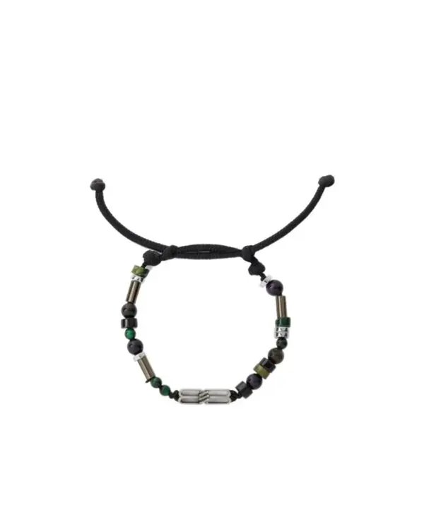 Balenciaga Bb Icon Beads Bracelet In Emerald - Black