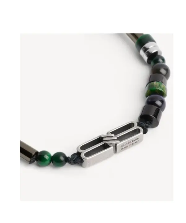 Balenciaga Bb Icon Beads Bracelet In Emerald