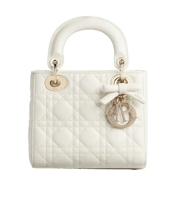Dior Mini Lady Bag With Chain - Latte