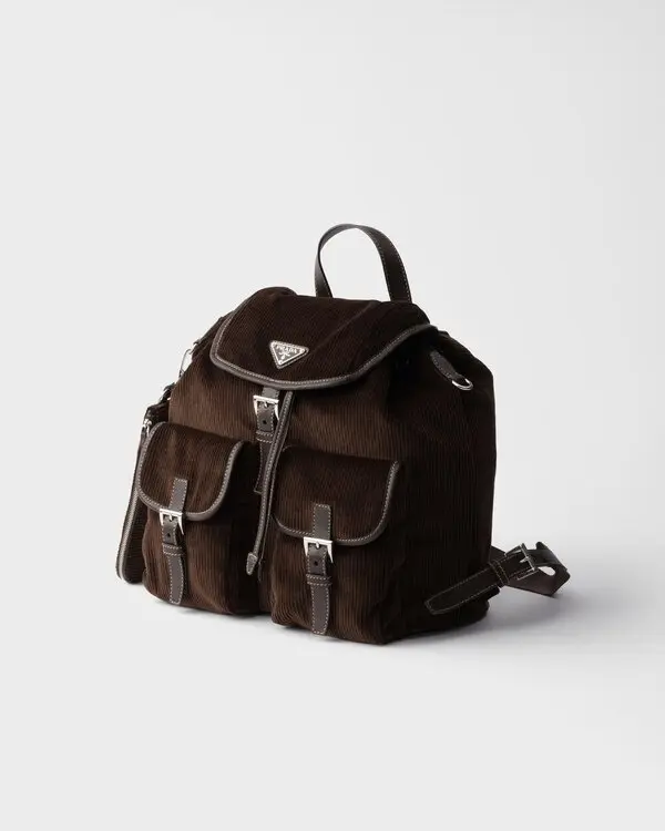 Prada Medium Corduroy And Leather Backpack