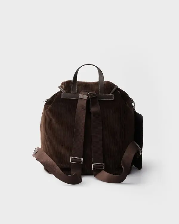 Prada Medium Corduroy And Leather Backpack