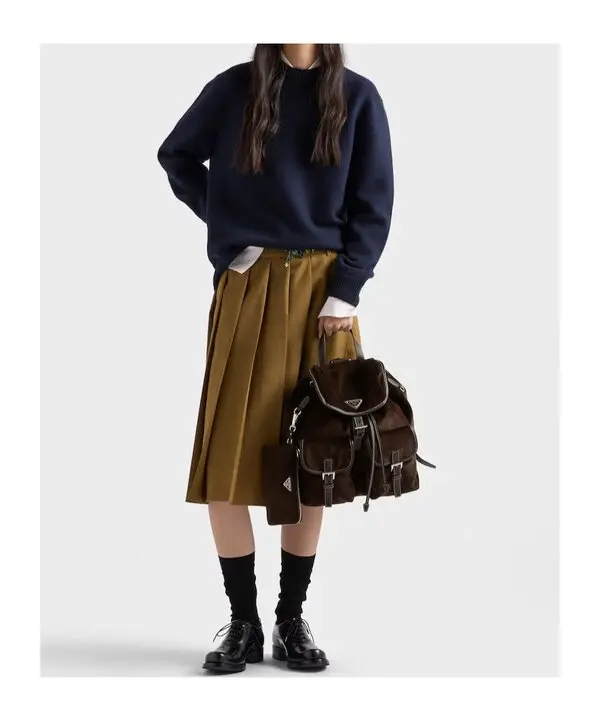 Prada Medium Corduroy And Leather Backpack