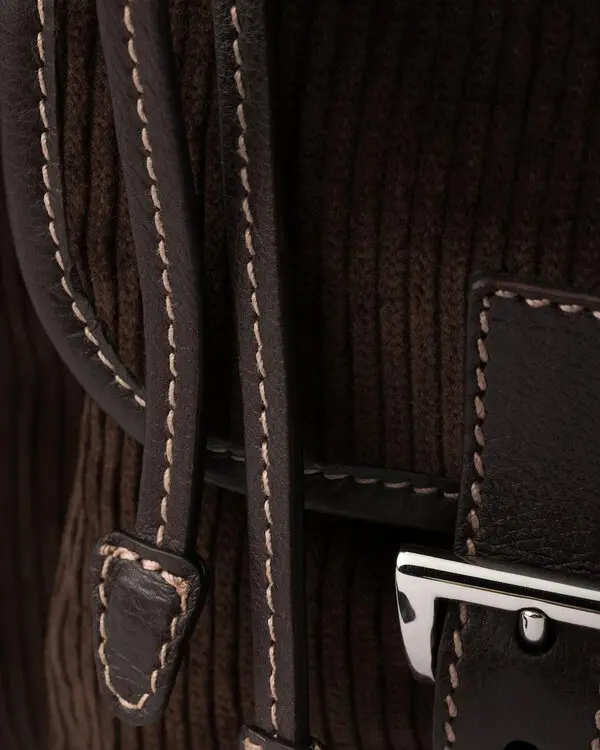 Prada Medium Corduroy And Leather Backpack