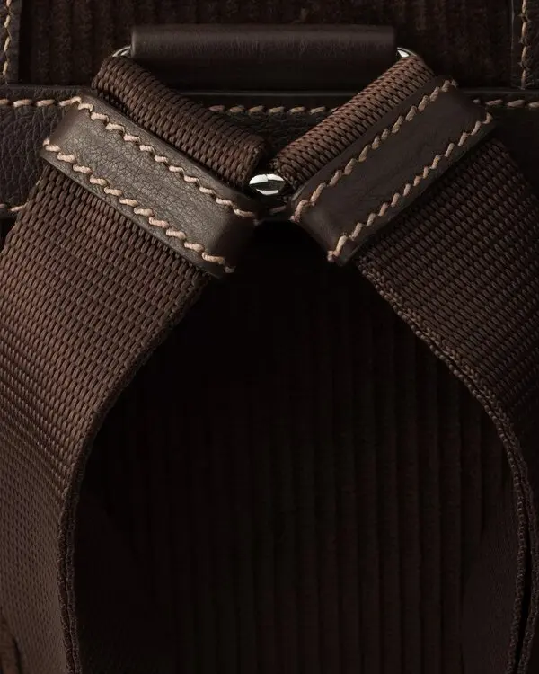 Prada Medium Corduroy And Leather Backpack