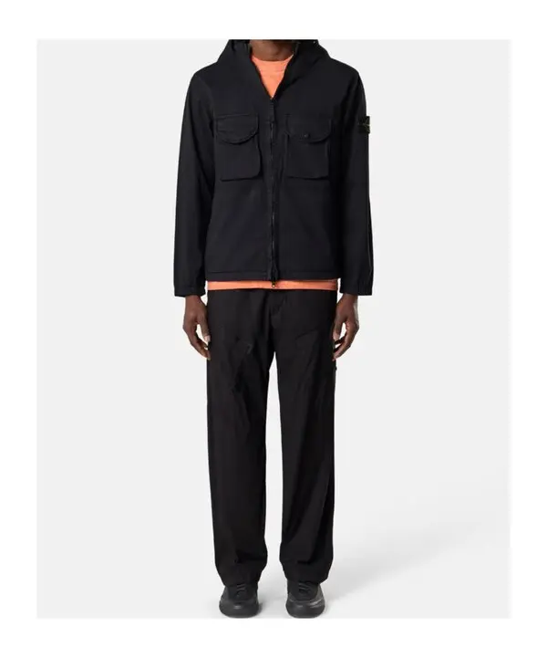 Stone Island Comfort-fit Hooded Zip-up Overshirt With Chest Pockets