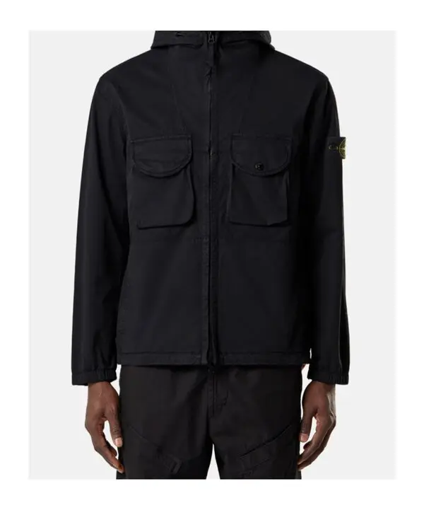 Stone Island Comfort-fit Hooded Zip-up Overshirt With Chest Pockets