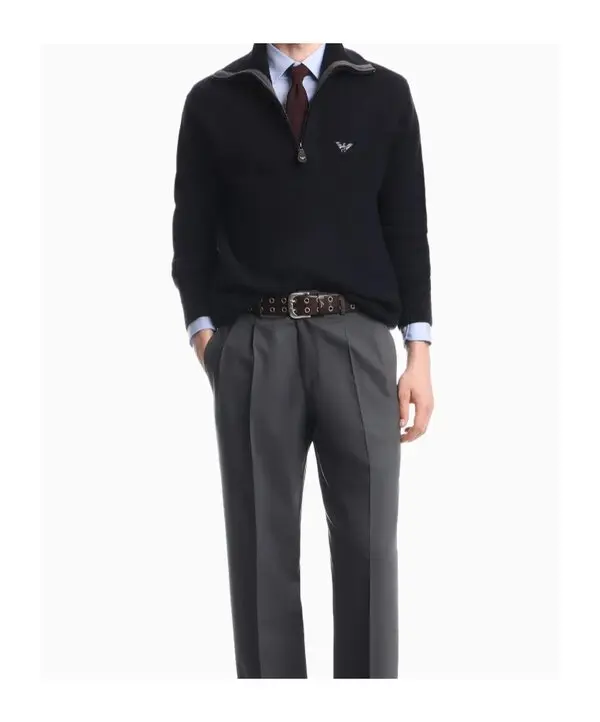 Emporio Armani Shaved Virgin Wool Sweater Hong Kong Capsule Collection - Navy Blue