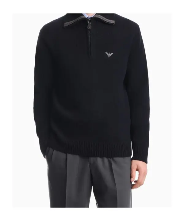 Emporio Armani Shaved Virgin Wool Sweater Hong Kong Capsule Collection - Navy Blue