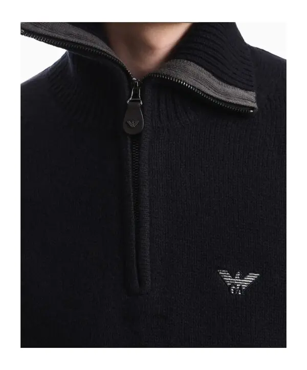 Emporio Armani Shaved Virgin Wool Sweater Hong Kong Capsule Collection - Navy Blue