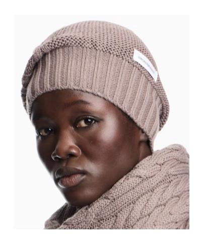 Emporio Armani Virgin Wool Cable Knit Beanie With A Ribbed Bottom