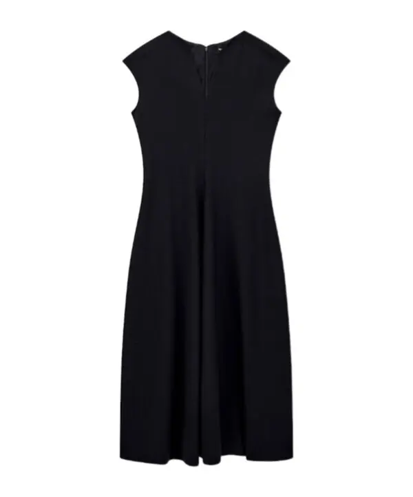 Emporio Armani Sleeveless A-line Dress In Stretch Viscose With V-neck - Black