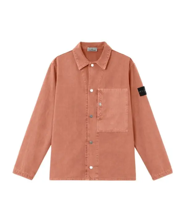 Stone Island Comfort-fit Snap-front Overshirt With Chest Pocket - Brick Red