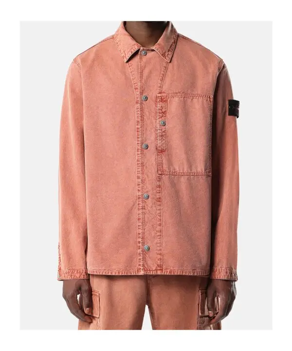 Stone Island Comfort-fit Snap-front Overshirt With Chest Pocket